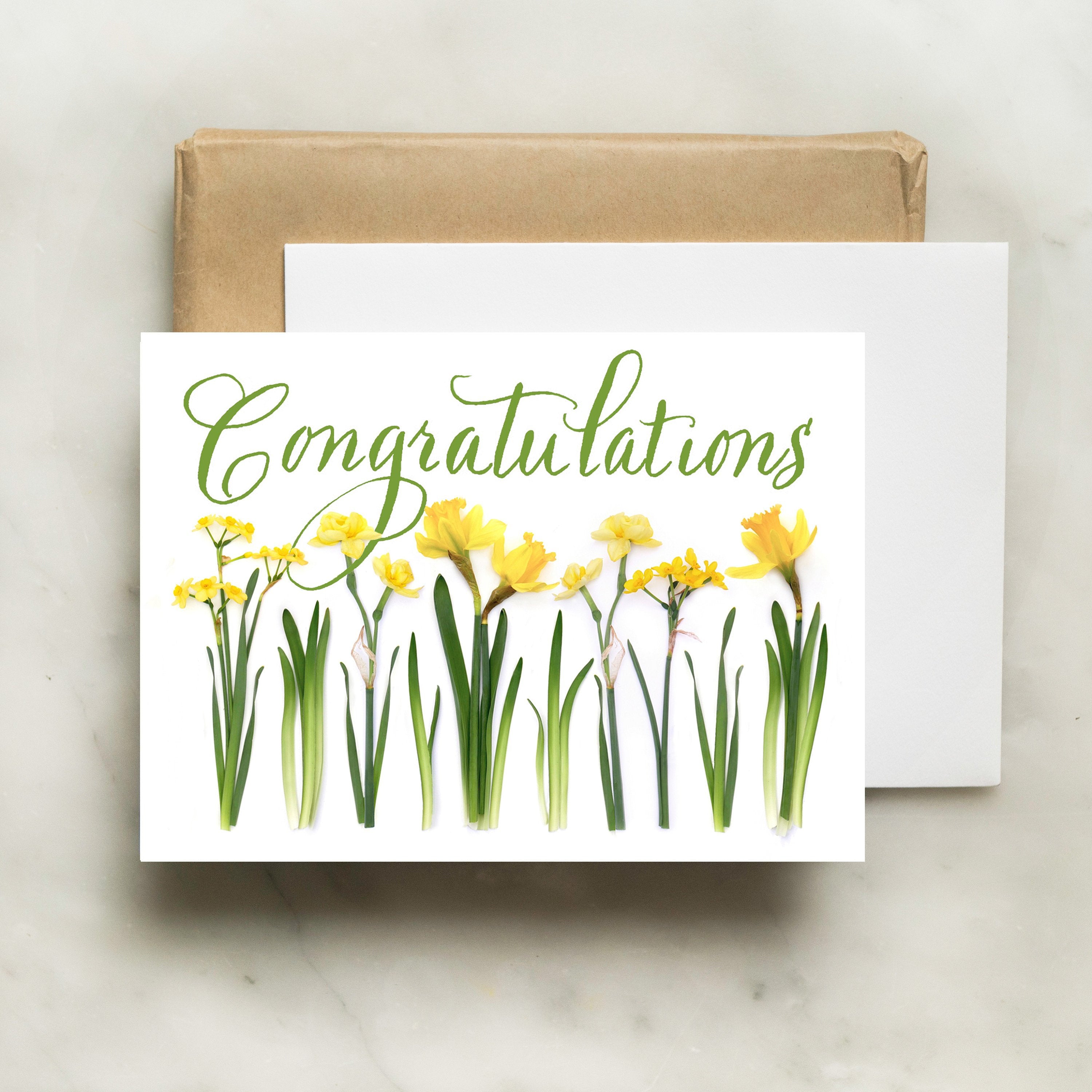Congratulations card with Yellow Daffodils – BottleBranch